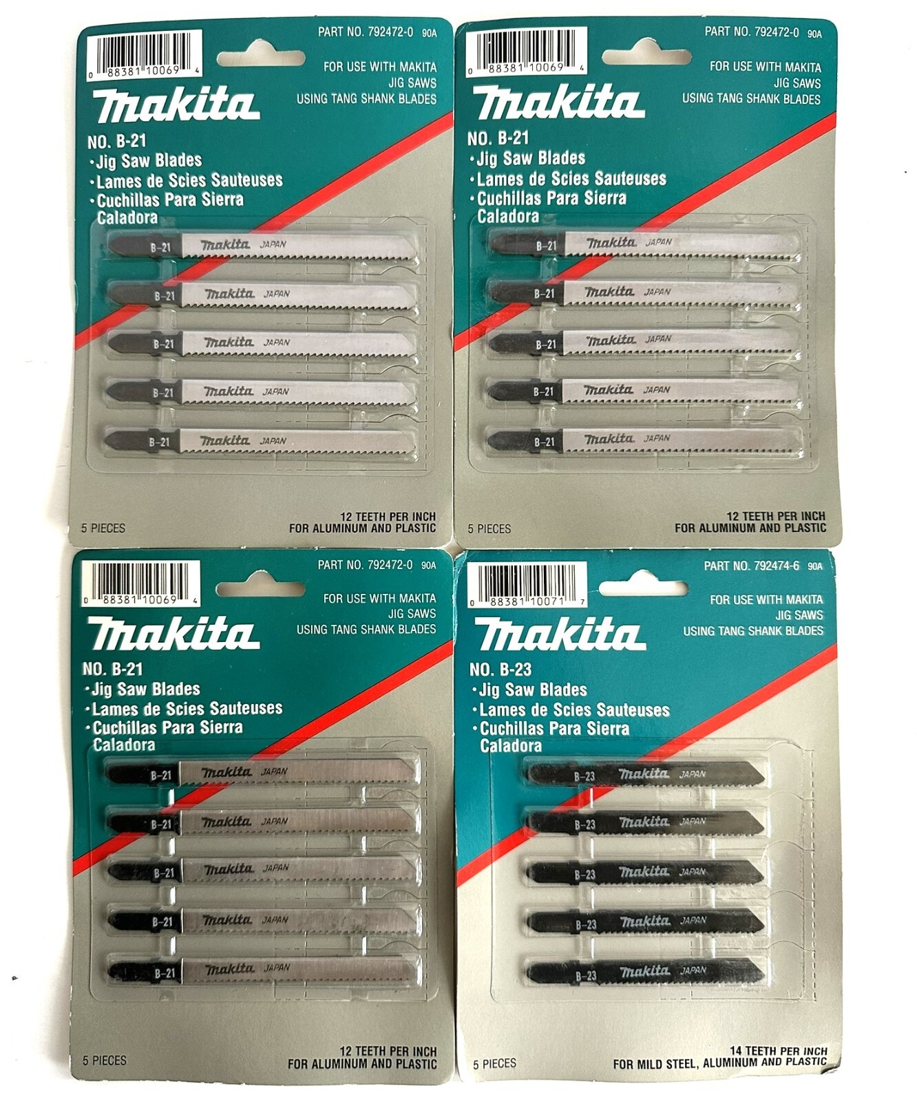 20PC MAKITA TANG SHANK JIG SAW BLADES 12TPI 14TPI 4 PKS OF 5 T-SHANK ...