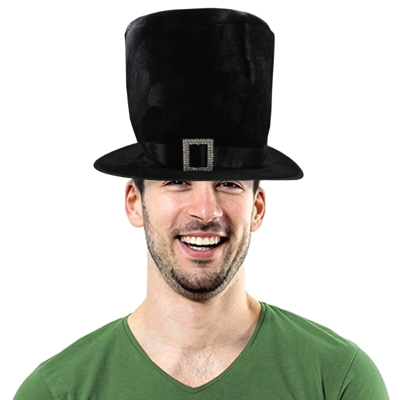 Vintage Black Flat Top Hat Stage Performances Hat Role Play Costume ...