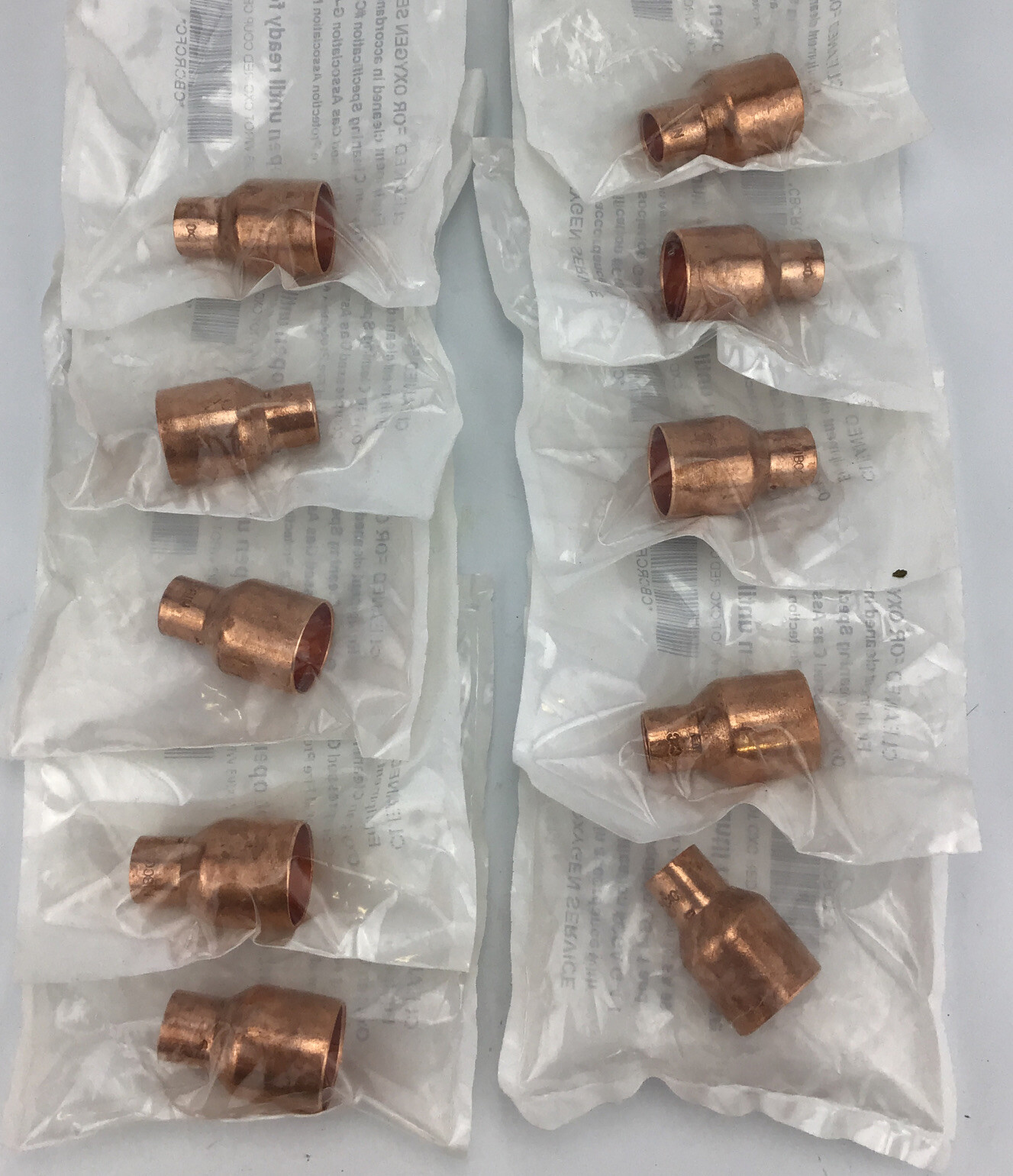 QTY 10 NIBCO 3/4X3/8 WROT CXC REDUCER COUPLING CB CLEANED FOR OXYGEN ...