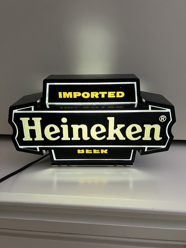 VINTAGE 1960's HEINEKEN IMPORTED BEER LIGHTED BAR SIGN 11" UNIQUE | eBay