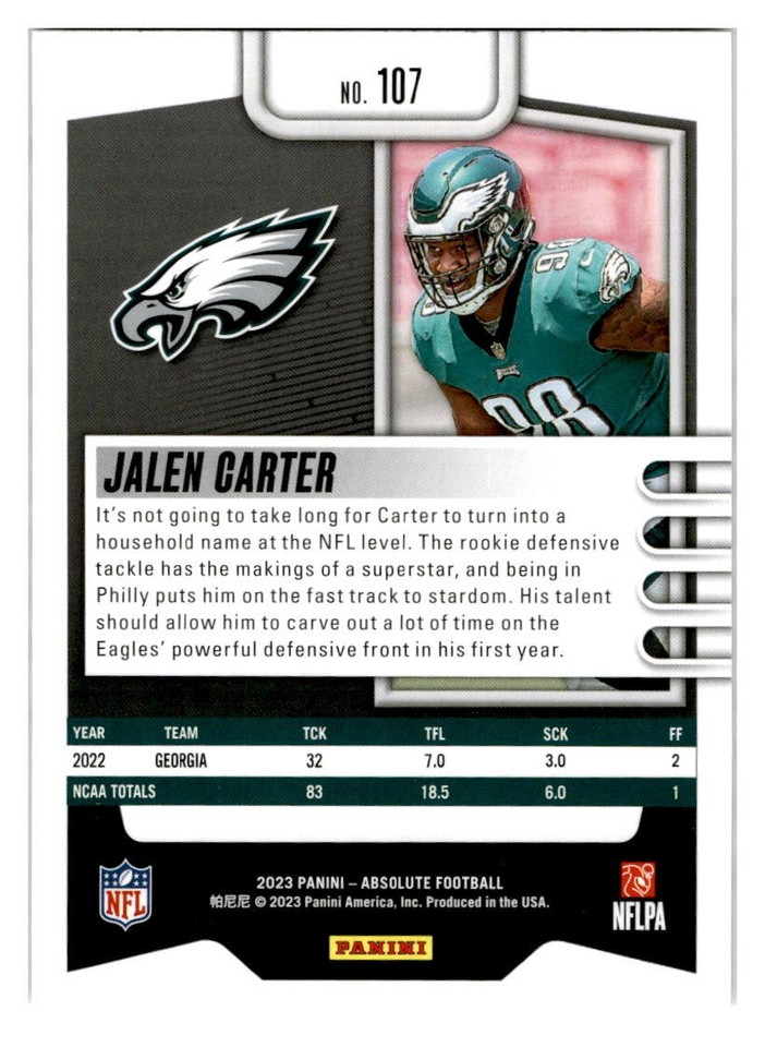 2023 Panini Absolute #107 Jalen Carter Retail | eBay
