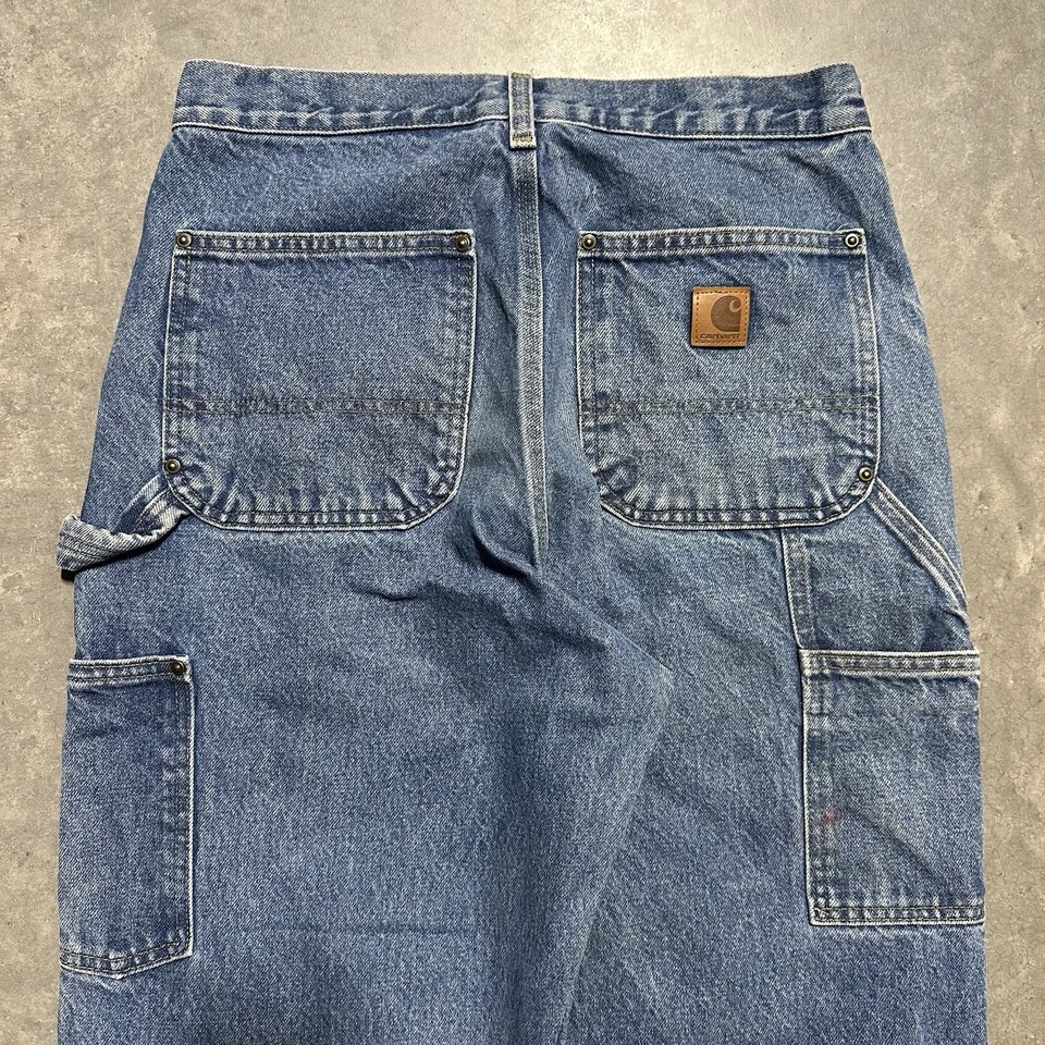 Carhartt Jeans Mens 30x32 Double Knee B73 DST Blue Loose Fit Carpenter ...
