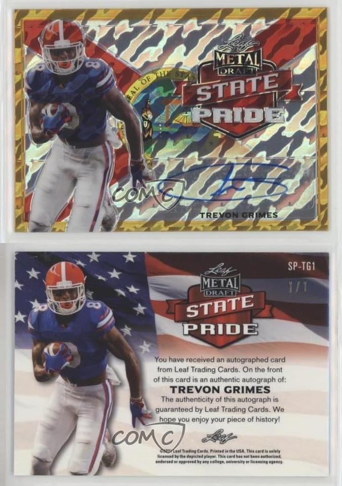 2021 Leaf Metal Draft State Pride Gold Mojo 1/1 Trevon Grimes #SP-TG1 ...