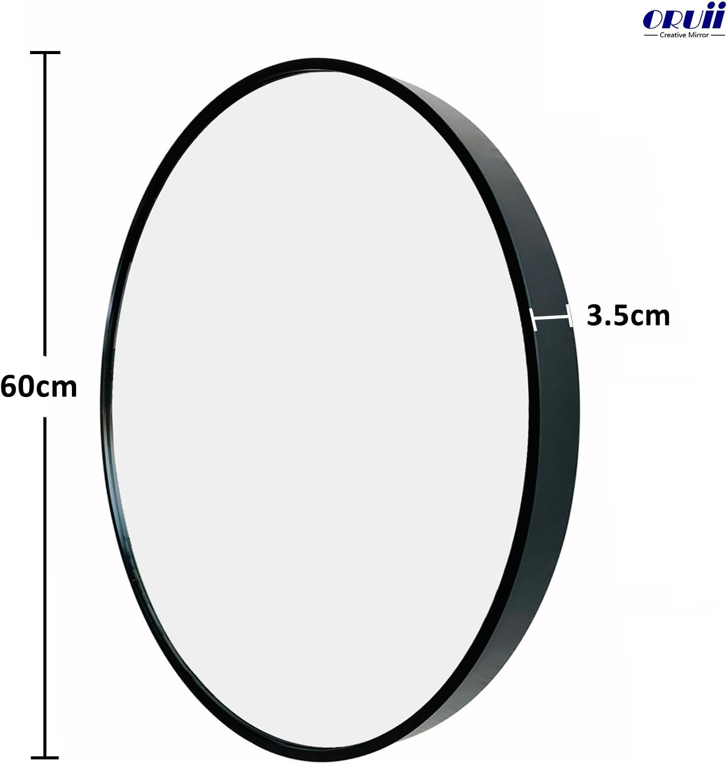 round Wall Mirror, round Mirror 60Cm, Black round Bathroom Mirror ...