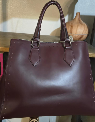 A. Bellucci Plum colored Genuine Leather Handbag Italy-Preowned Good ...