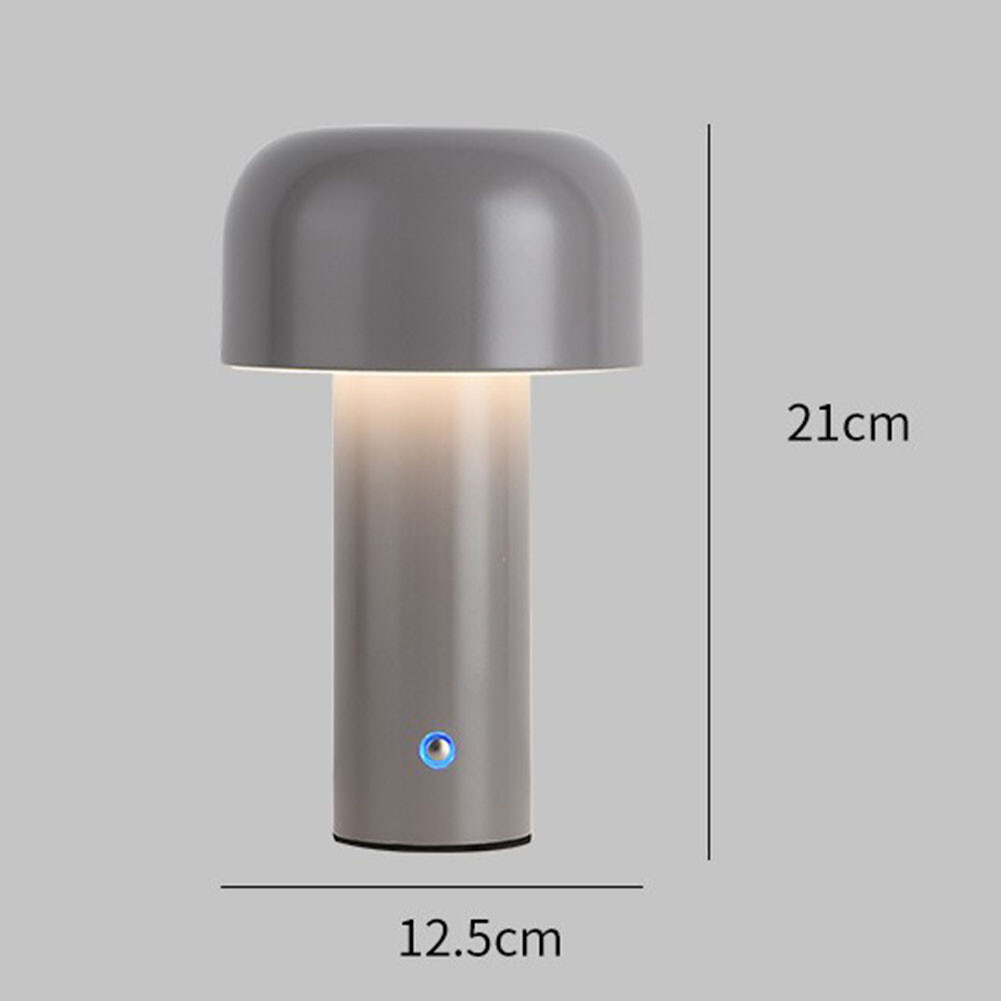 Mushroom Table Lamp Rechargeable Bedroom USB Desk Touch Night Light ...