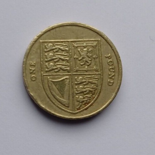 2012 old round one pound £1 coin "Shield of The Royal Arms" circulated ...