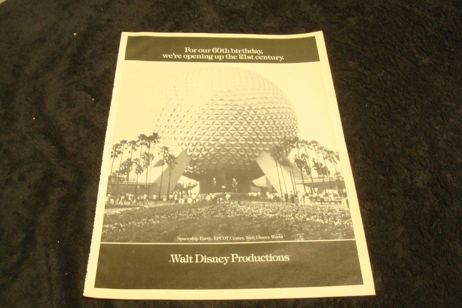 SPACESHIP EARTH, EPCOT CENTER, WALT DISNEY WORLD 1986 ad "Opeing Up ...