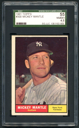 Mickey Mantle 1961 Topps SGC 4.5 Baseball Card Vintage Graded Yankees ...