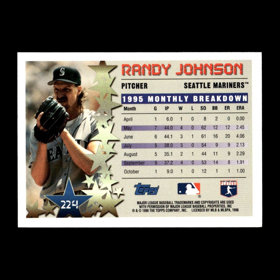 Randy Johnson 1996 Topps Seattle Mariners #224 R314F 15 | eBay
