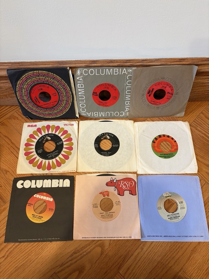 LOT OF 19 VINTAGE 7 INCH 45RPM VINYL RECORDS ELVIS ROLLING STONES ...