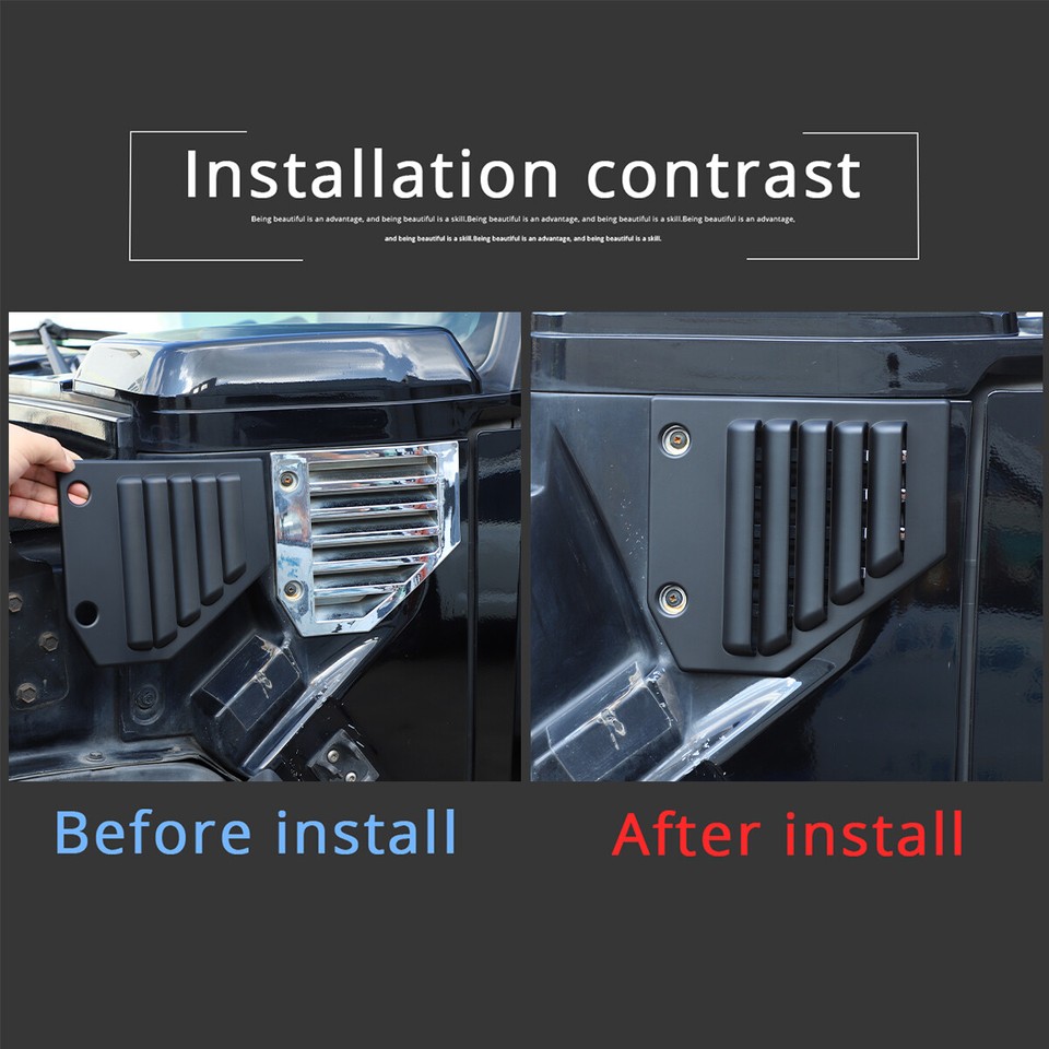 Matte Black Side vent covers hood air Intake trim Fit For Hummer H2 ...