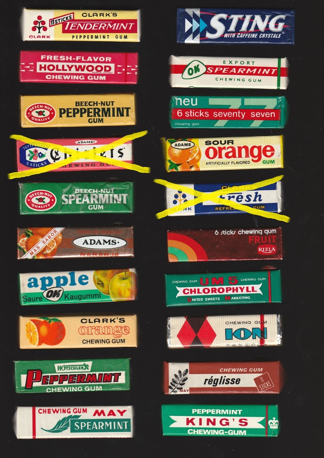 Advertising chewing GUM PACK --- ADAMS CHICLETS CLARK MONDELEZ "1 PIECE ...