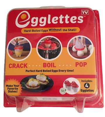 Egglettes Egg Cooker Set Of 4 Hard Boiled Egg Pods, As Seen on TV - New ...