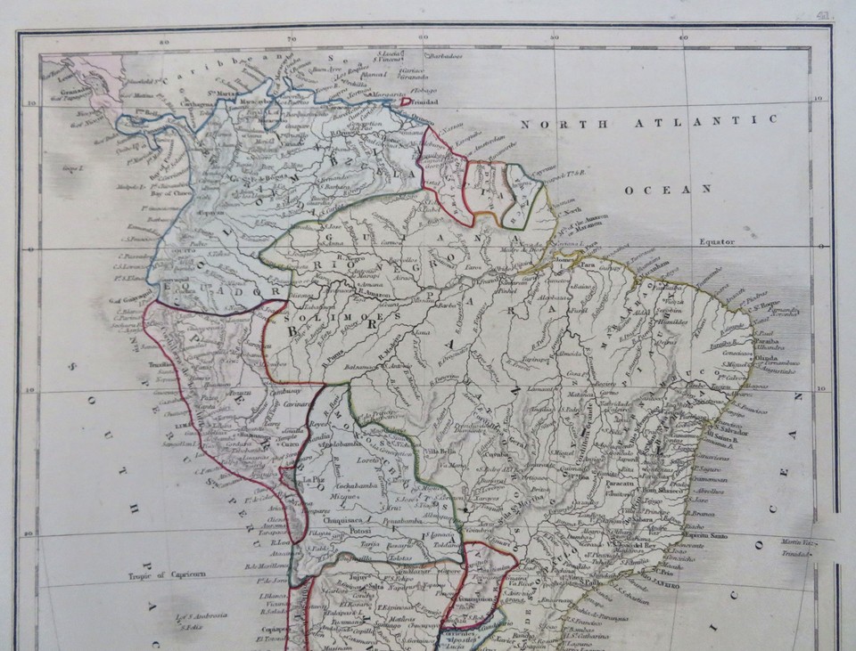 South America Brazil Columbia Peru Argentina c. 1840 Dower-Orr hand ...