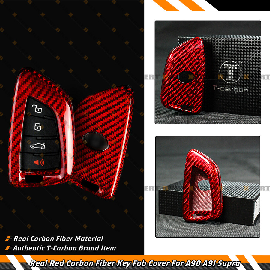 REAL RED CARBON FIBER KEY FOB CASE COVER FOR 2020-25 TOYOTA GR SUPRA ...