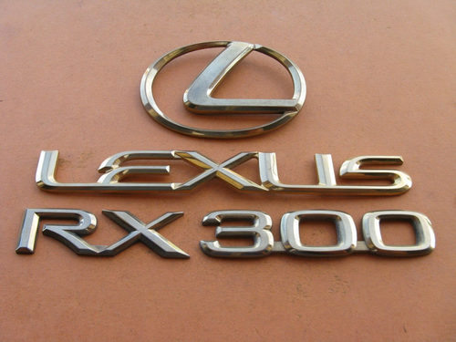 99 00 01 02 03 LEXUS RX300 REAR GATE LID GOLD EMBLEM LOGO BADGE SYMBOL ...