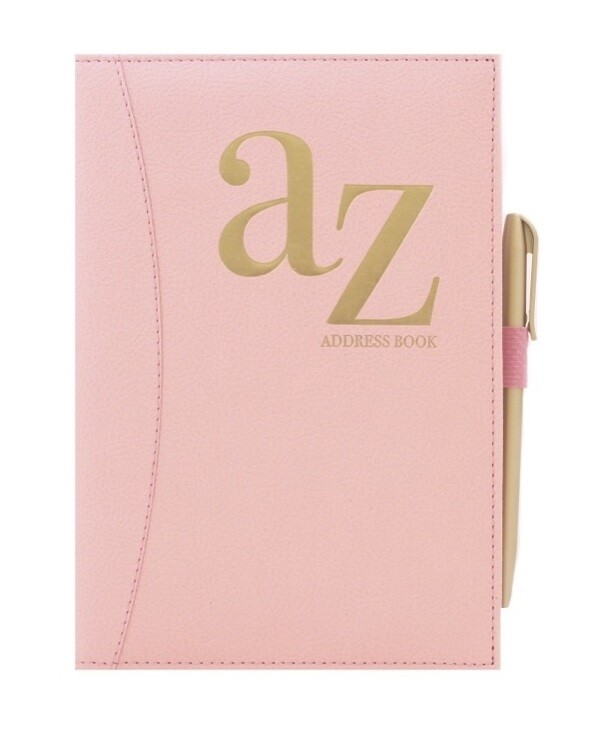 A5 Blush Pink Padded A-Z Address Book With Pen Contact Organiser Notes ...