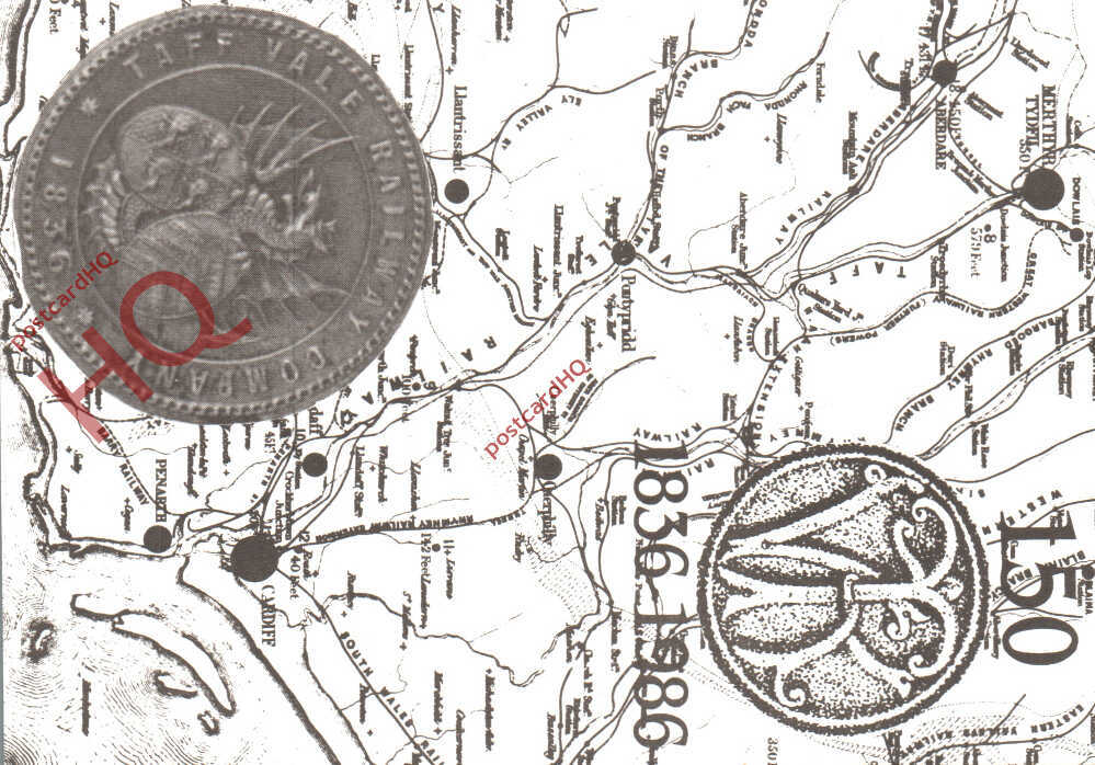 Picture Postcard>>Taff Vale Railway, Map With Company Seal (Repro ...