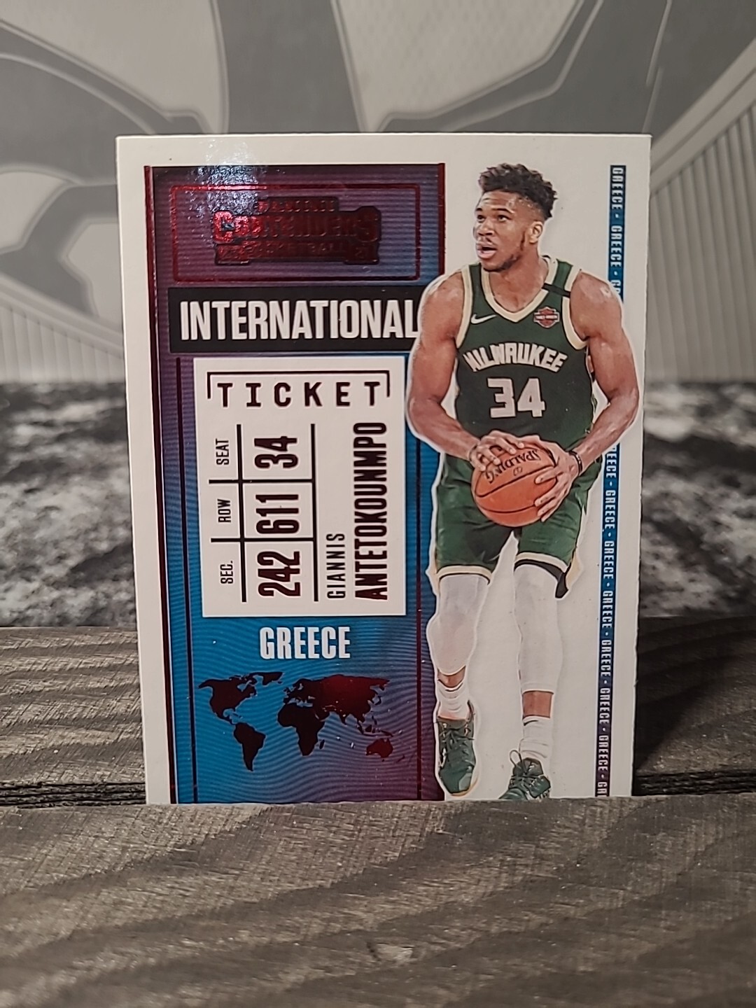 Giannis antetokounmpo #20 2020 Contenders Red Foil SP International Ticket | eBay
