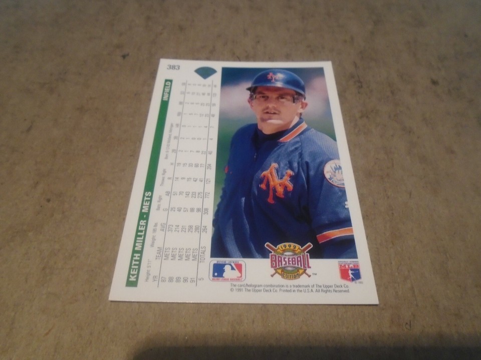 UD 1992 BASEBALL CARDS NEW-YORK METS/ 383 KEITH MILLER | eBay