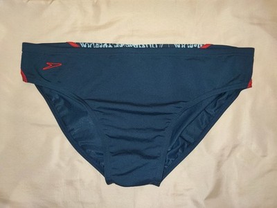 Speedo Endurance+ GB 40" Navy Blue Swimming Briefs Back Pattern Swim ...