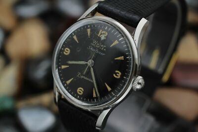 C. 1950's Vintage WYLER Skindiver Gilt Dial Stainless Steel Diver's ...