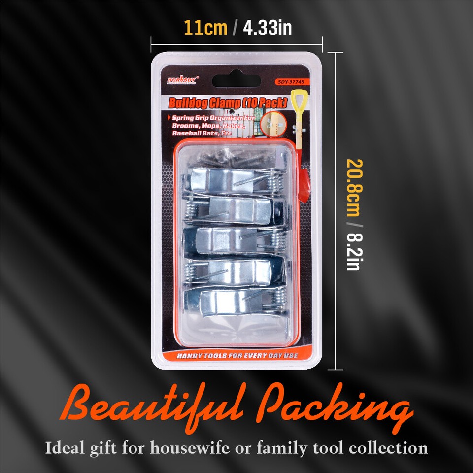 10PCS Tool Spring Terry Clips Snap Shed Open/ Closed Heavy Duty Wall ...