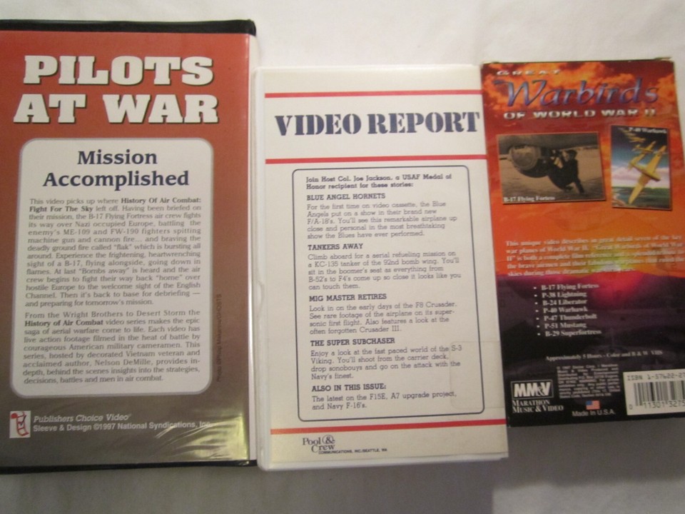 VHS (Lot of 3) PILOTS AT WAR Military Aircraft WARBIRDS OF WWII [10M3 ...