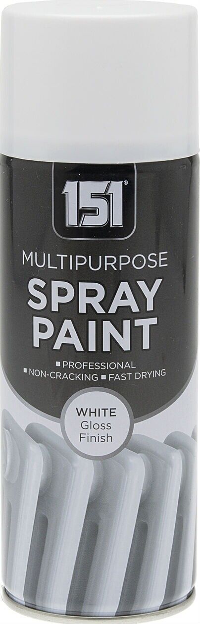 151 White Gloss Aerosol Spray Paint Auto Car Primer Metallic Wood 400ml ...