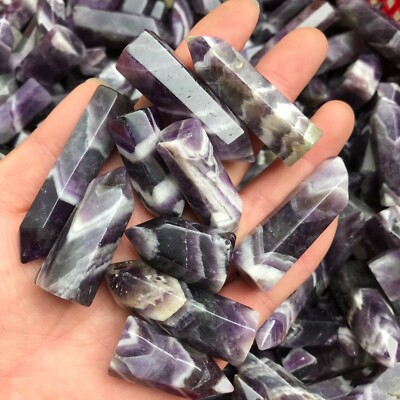 TUMBLED Natural Banded Chevron Dream Amethyst Quartz Crystal Point Wand ...