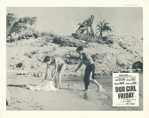 Our Girl Friday Original Lobby Card Joan Collins bikini on beach George ...