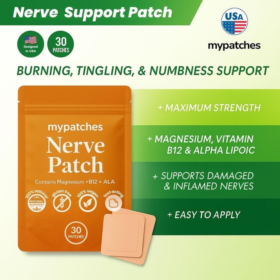 mypatches Nerve Patch with Magnesium, B12 Alpha Lipoic Acid – with ...