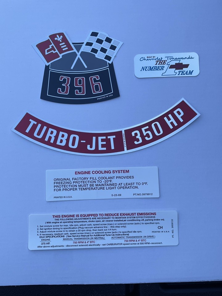 1969 Chevelle 396/350 HP Decals Kit | 5 Decals Pieces | Black | Round ...