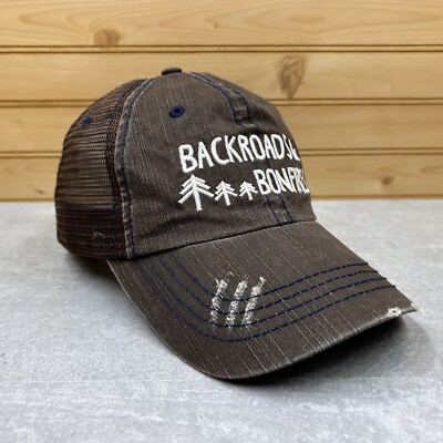 BACKROADS & BONFIRES Womens Hat Ball Cap ADJUSTABLE Distressed Mesh Back | eBay
