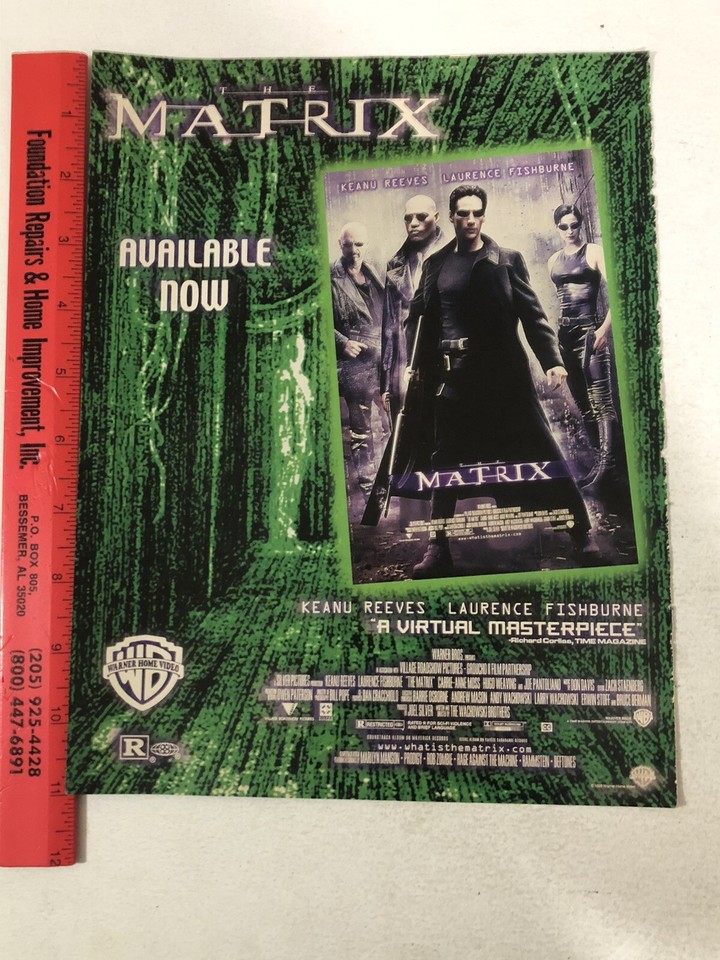 The Matrix Keanu Reeves Vintage Print Ad Advertisement Laurence ...