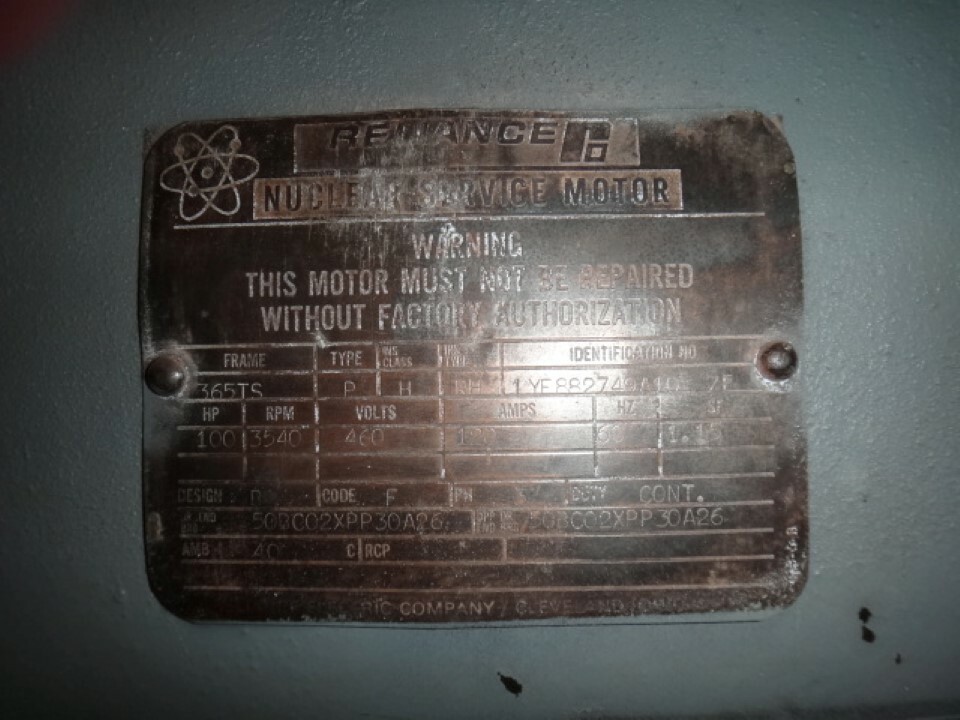 Reliance 100 HP 3600 RPM 365TS Frame Electric Motor | eBay