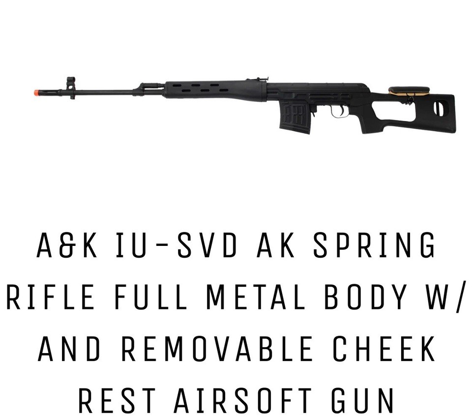 A&K IU-SVD AK Spring Rifle Full Metal Body w/ and Removable Cheek Rest ...