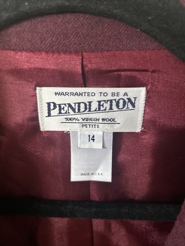 PENDLETON MAROON WOOL USA MADE BLAZER SPORT COAT WOMENS SIZE 14 PETITE ...