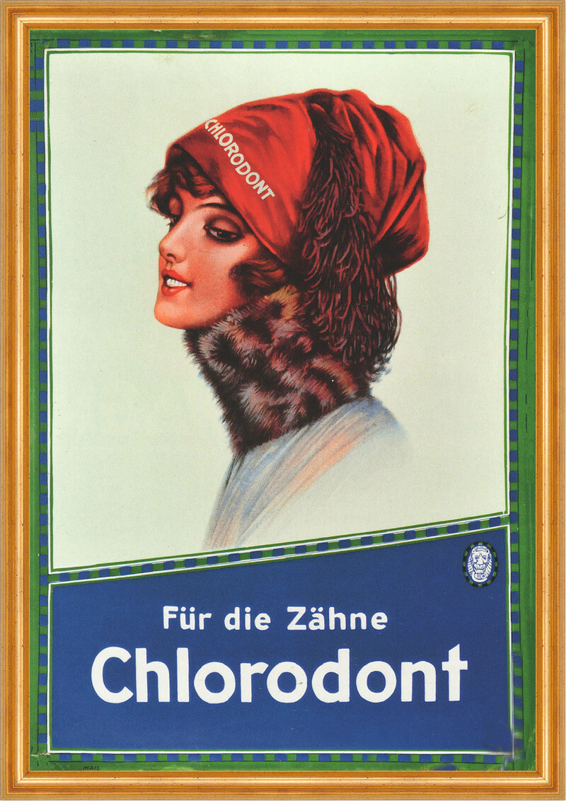 Chlorodont Dame Dresden Zahnpasta Mundhygiene Kunstdruck Reklame A2 62 ...