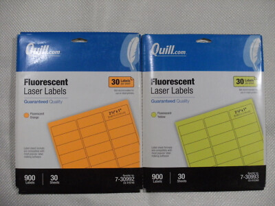 Quill Laser Address Labels 1" x 2-5/8" Fluorescent Orange & Yellow ...