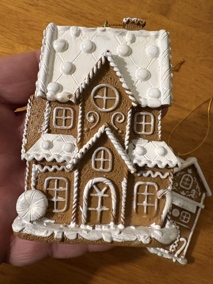 3 Gingerbread House Christmas Cookie Ornament Set Baker Baking Kitchen ...