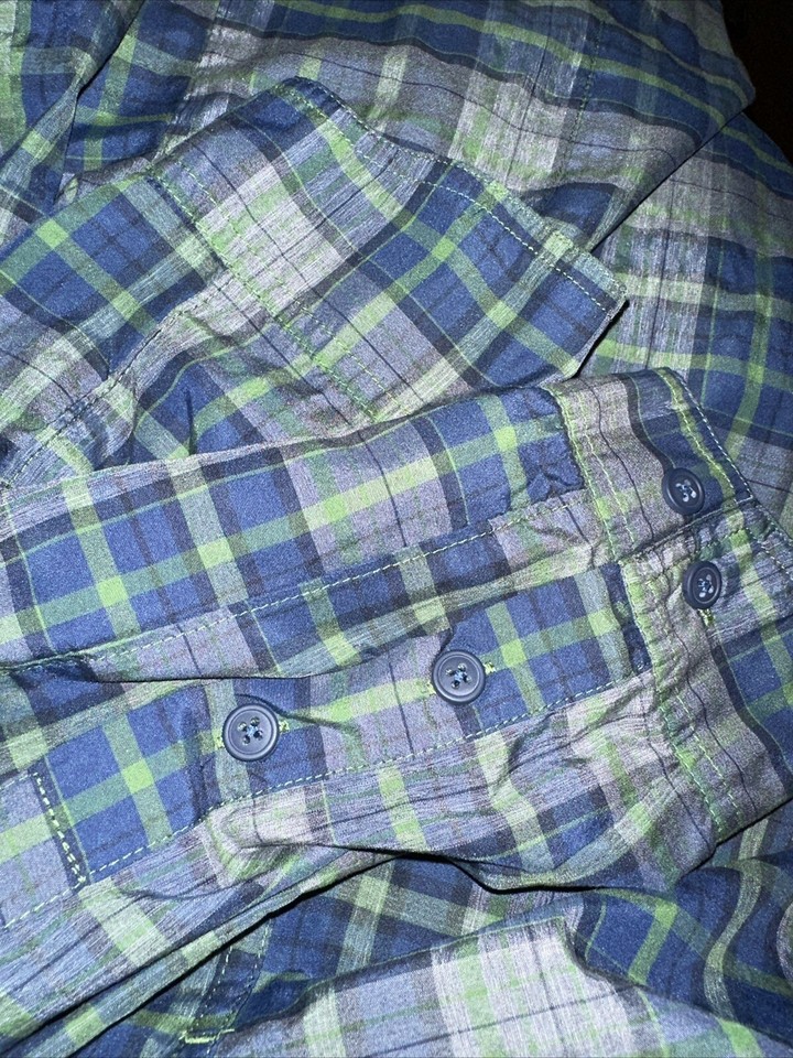 Columbia Omni-Shade Blue Green Plaid Long Sleeve Button-Up Shirt Men's ...