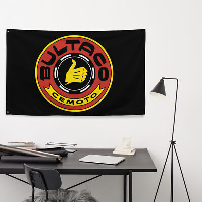 Bultaco Cemoto Red Emblem Black Moto Flag (BUL002) - NEW Vintage MX ...