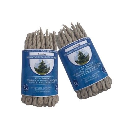 Made In Nepal Cedar Rope Incense Set Of 2 Burning Gently With A Natural ...