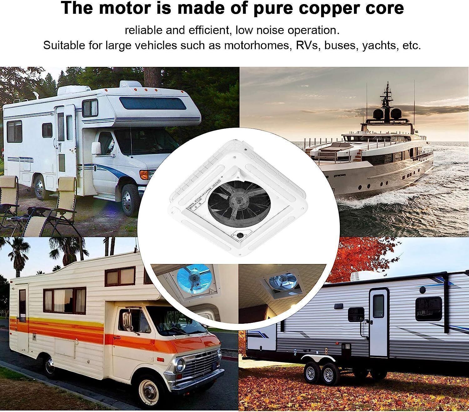 14" 12V RV Roof Vent Fan Camper Van Motorhome Caravan Skylight With 4 ...