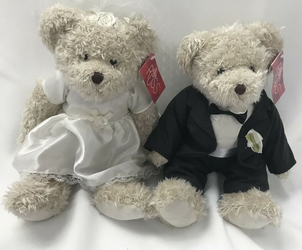 Bridal Bears, Bride Wedding Bear and Groom Wedding Bear, 12" plush, by ...