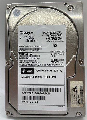 Sun/Seagate ST336607LC 3900109-04 36GB SCSI SCA/HOTSWAP/80-PIN 3.5" HDD ...