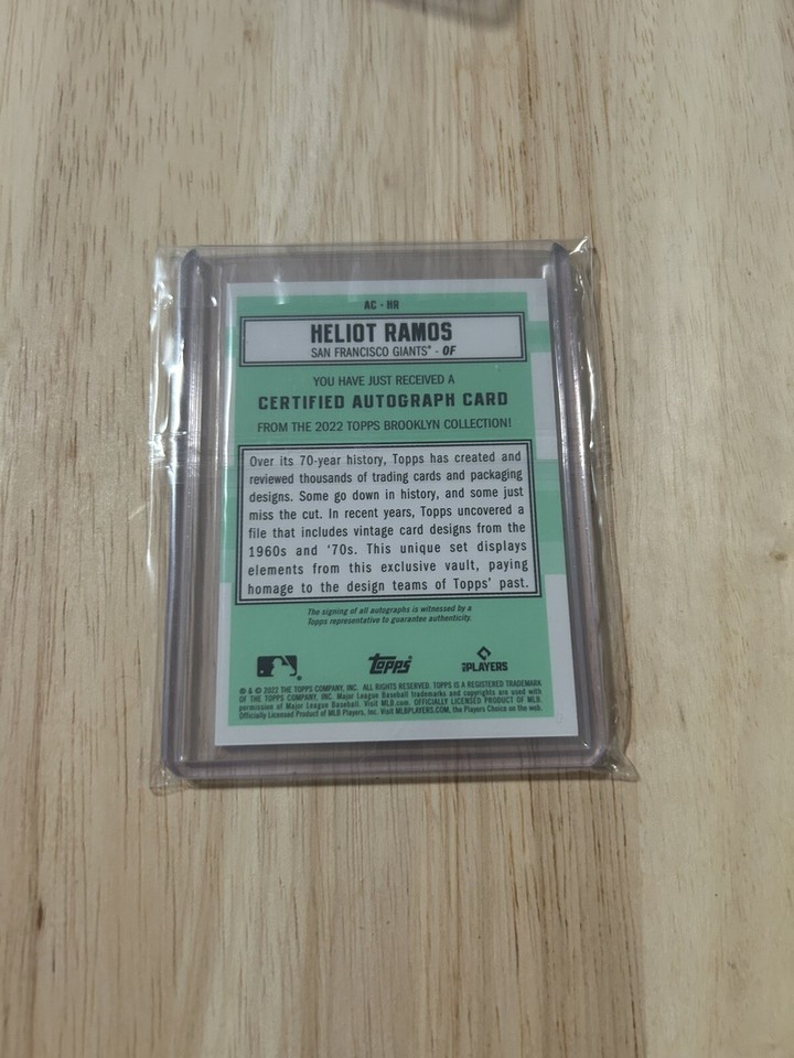 2022 Topps Brooklyn Collection Heliot Ramos RC Auto Red 5/5 SF Giants ...