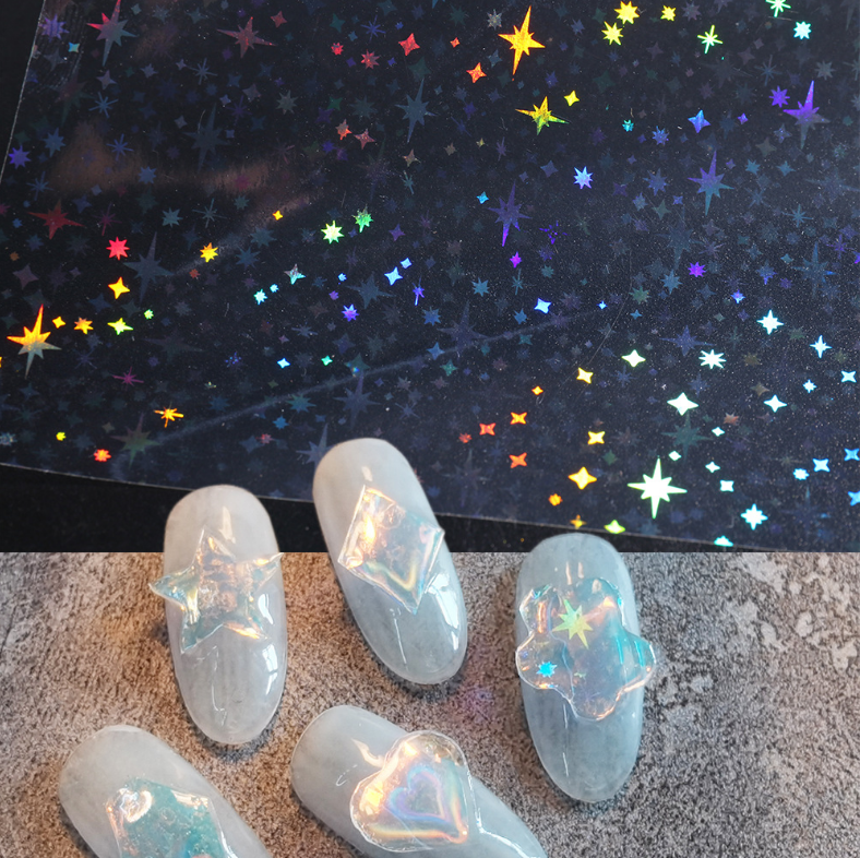 Aurora Laser Heart Star Snowflake 3D Nail Art Stickers Holographic ...